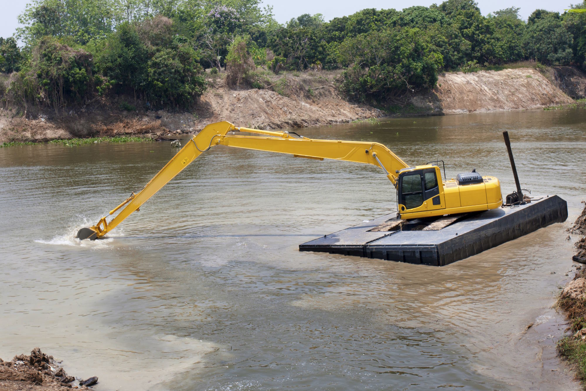 Can you use an excavator in a wetland or river?