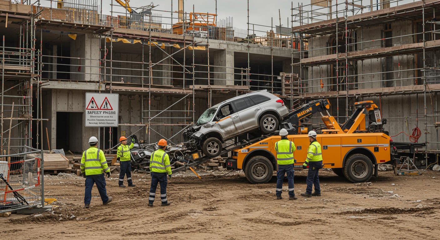 Vehicle Recovery from Construction Sites: A Safety-First Approach